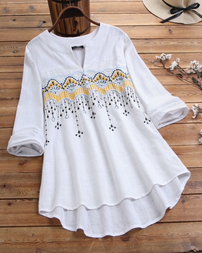 Golden Cascade Tunic - Elegant Embroidered Rayon-Cotton Tunic – Tounic ...